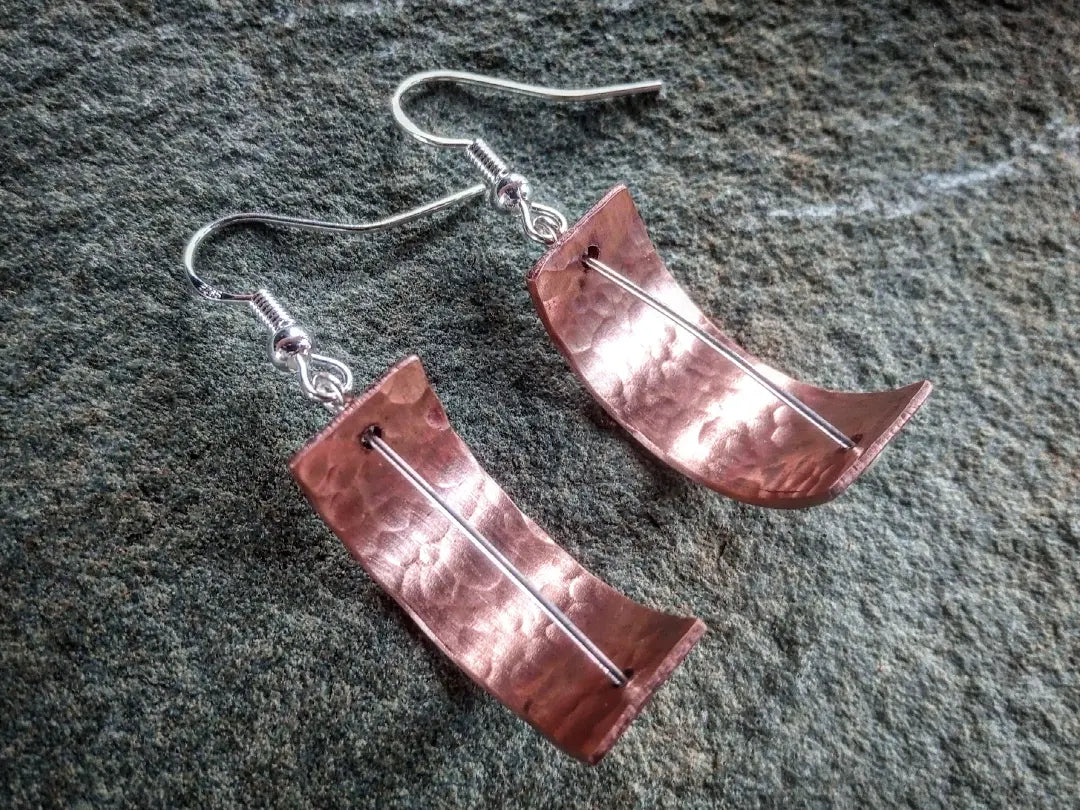Ball Pein Hammered Half Pipe Earrings | by Bike & Boat